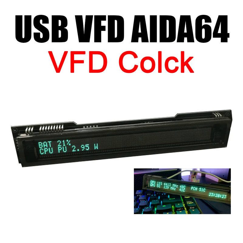 USB AIDA64 Chassis Display VFD CLOCK AIDA64 Sub-screen Monitor PC ...