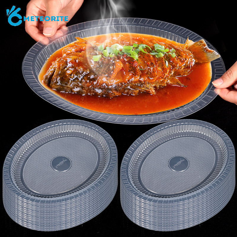 10 Pcs Multipurpose Disposable Transparent Round Plastic Food Tray ...
