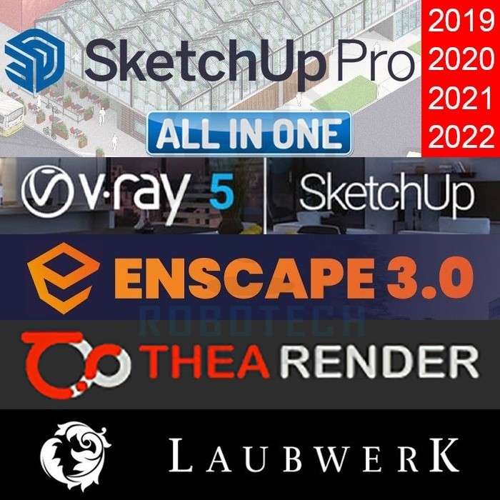 【All in 1】 SketchUp Pro | Plus Add-on | Vray 5 & Thea Render & Enscape ...