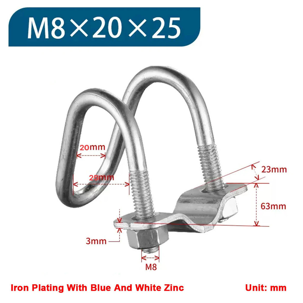 Galvanized 'U' Shackle Steel Pipe Fasteners Double U-shaped Clamp U ...