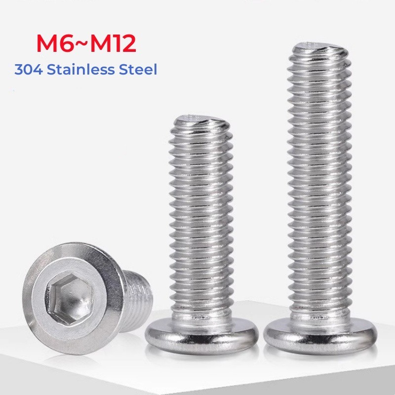 304 Stainless Steel Chamfered Hexagon Beveled Flat Round Head Internal Hexagon Screws M6 M8 M10 ...