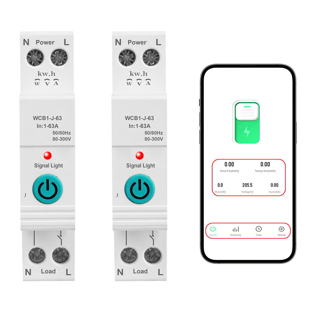 AC220V 63A WCB1-J-63 tuya WiFi Remote Cell Phone Control Single Phase ...