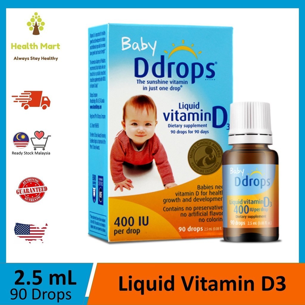 Baby Ddrops Liquid Vitamin D3 400 IU 90 Drops (2.5 ml) | Shopee Malaysia
