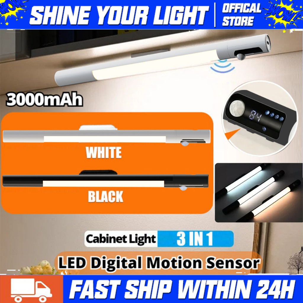 Digital Sensor Light 3Colors Smart Magnetic Motion Sensor Cabinet Light ...