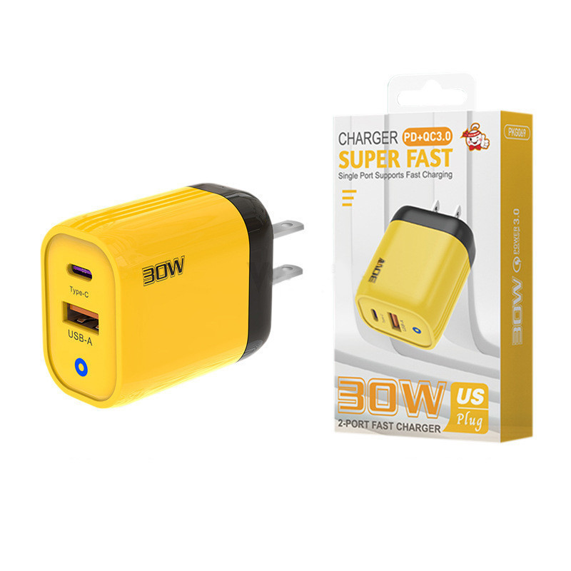 30W Quick Charger Power Adapter USB A + Type C Fast Charger 3.0 USB PD ...