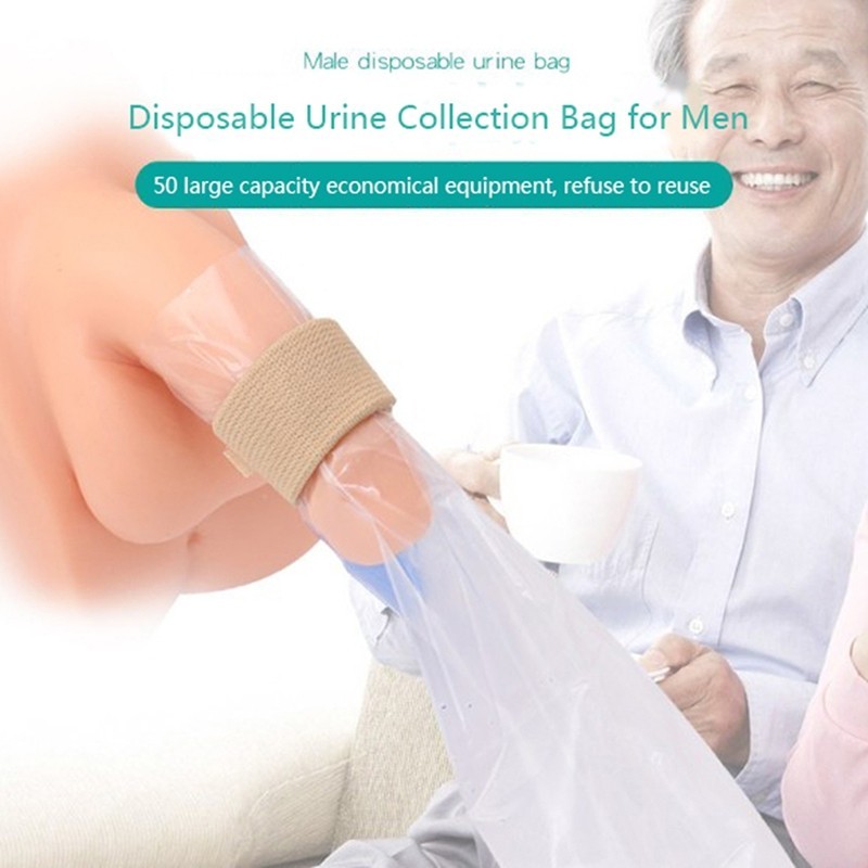 100PCS Men Urine Bag Urinal Pee Holder Wearable Male Urinal System Portable Leakage- Proof ...