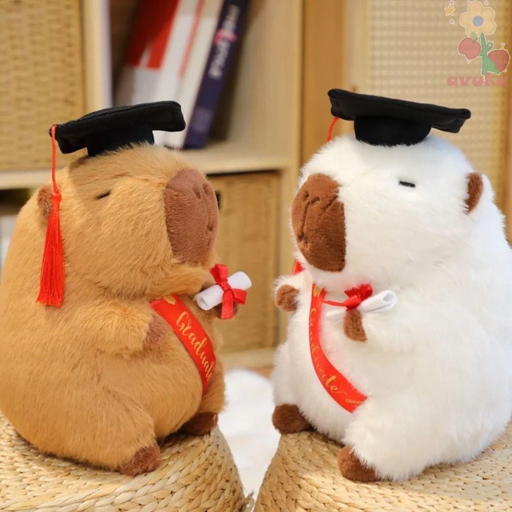 AVUKA Graduation Capybara Plush toy, Pink Soft Capibara Bag Hanging ...