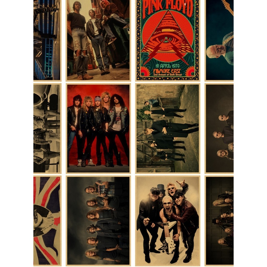 Rock Band Music Retro Posters Vintage PVC Wall Stickers Wall Mural for ...