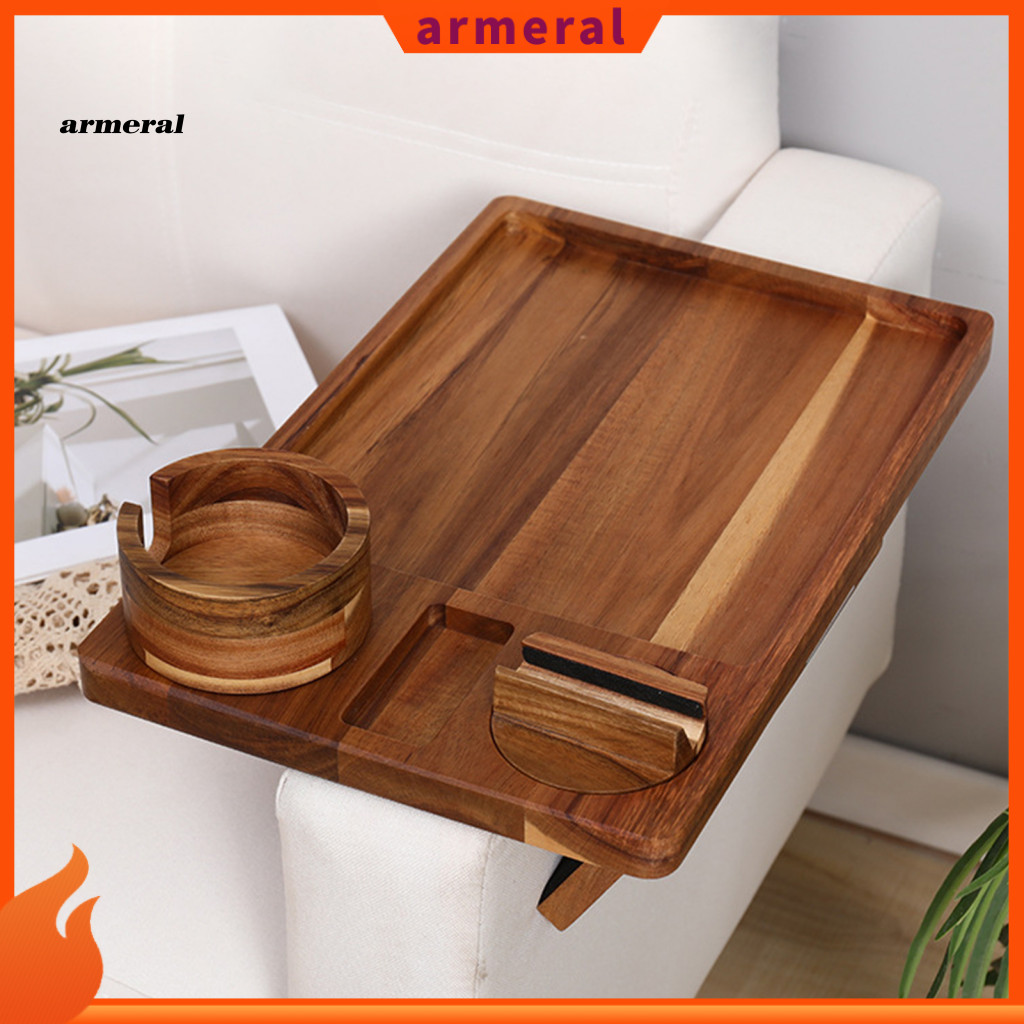 [New] Remote Control Holder Clip-on Sofa Food Tray with Cup Holder and ...