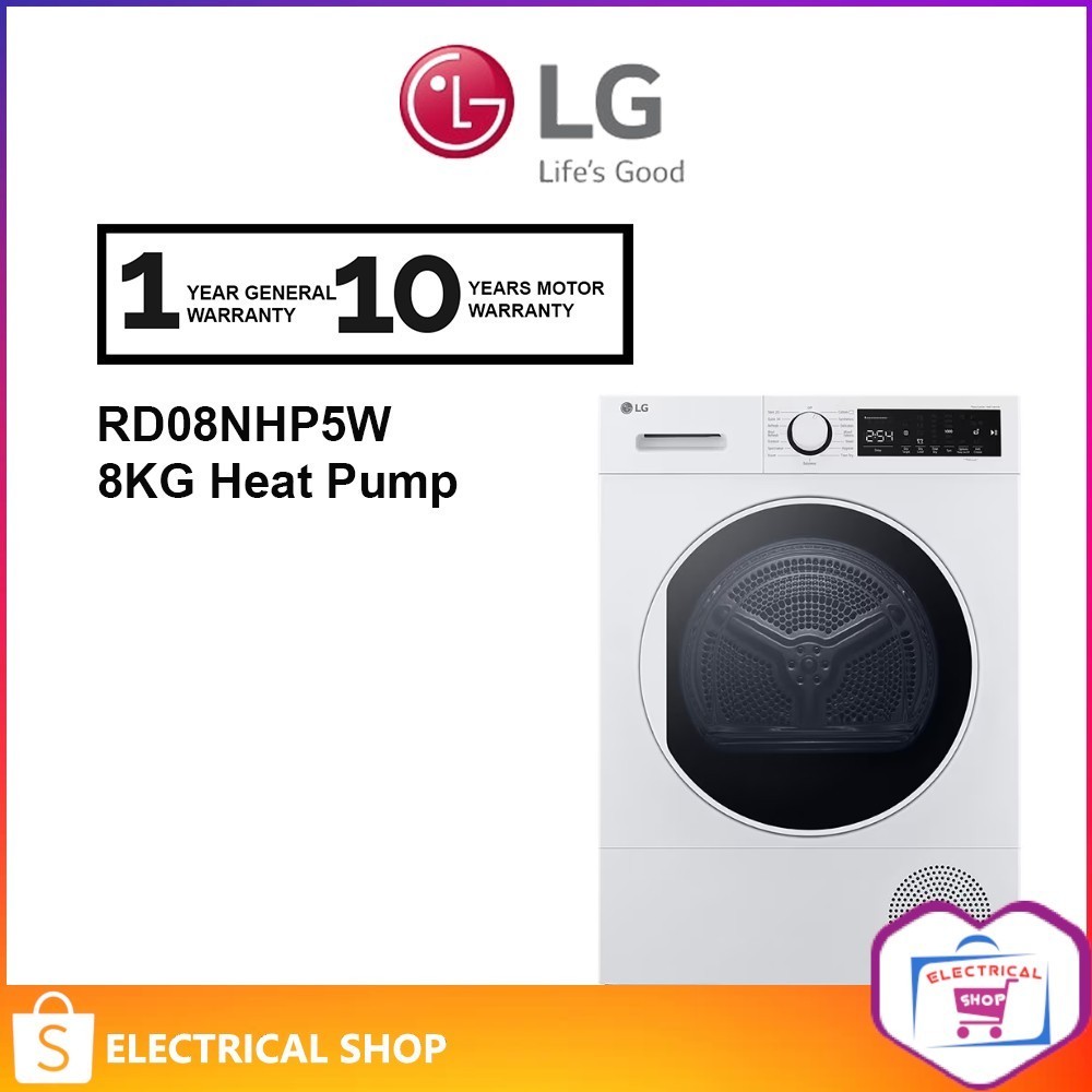 LG 8kg Heat Pump Dryer RD08NHP5W with Gentle Dry & Sensor Dry Mesin ...