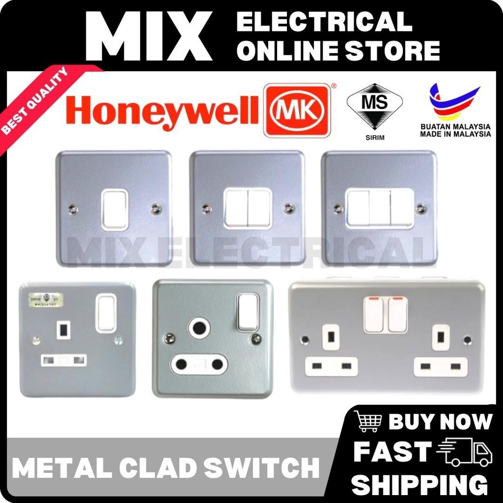 MK Metal Clad 13A 15A 1 Gang 2 Gang 1 Way 2 Way 10A Switches / 13A 15A ...