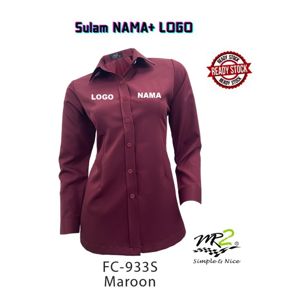 BAJU KORPORATE MAROON LENGAN PANJANG FC 933S KAIN JENIS POLYCOTTON ...