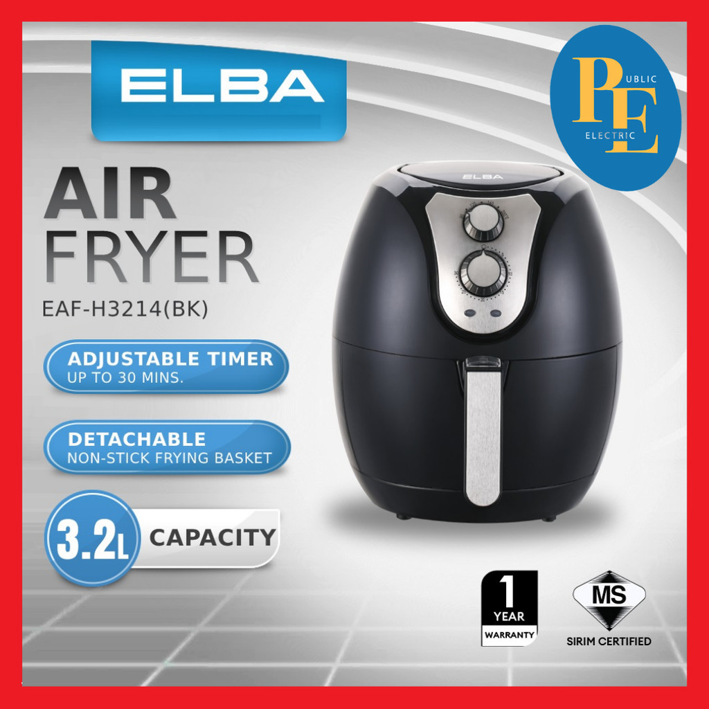 ELBA 3.2L Mechanical Air Fryer EAF-H3214(BK) | Shopee Malaysia