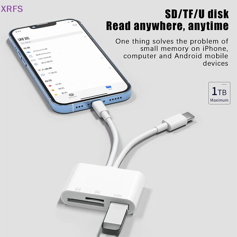 XRFS Card Reader For IPhone/iPad Lightning + USB Type-C Connector To TF ...