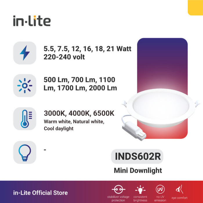 Downlight In-lite Slim LED InLite Round panel INDS602R | Shopee Malaysia