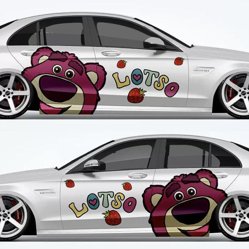 Car Sticker Strawberry Bear Car Sticker Large Area Body Sticker Car ...