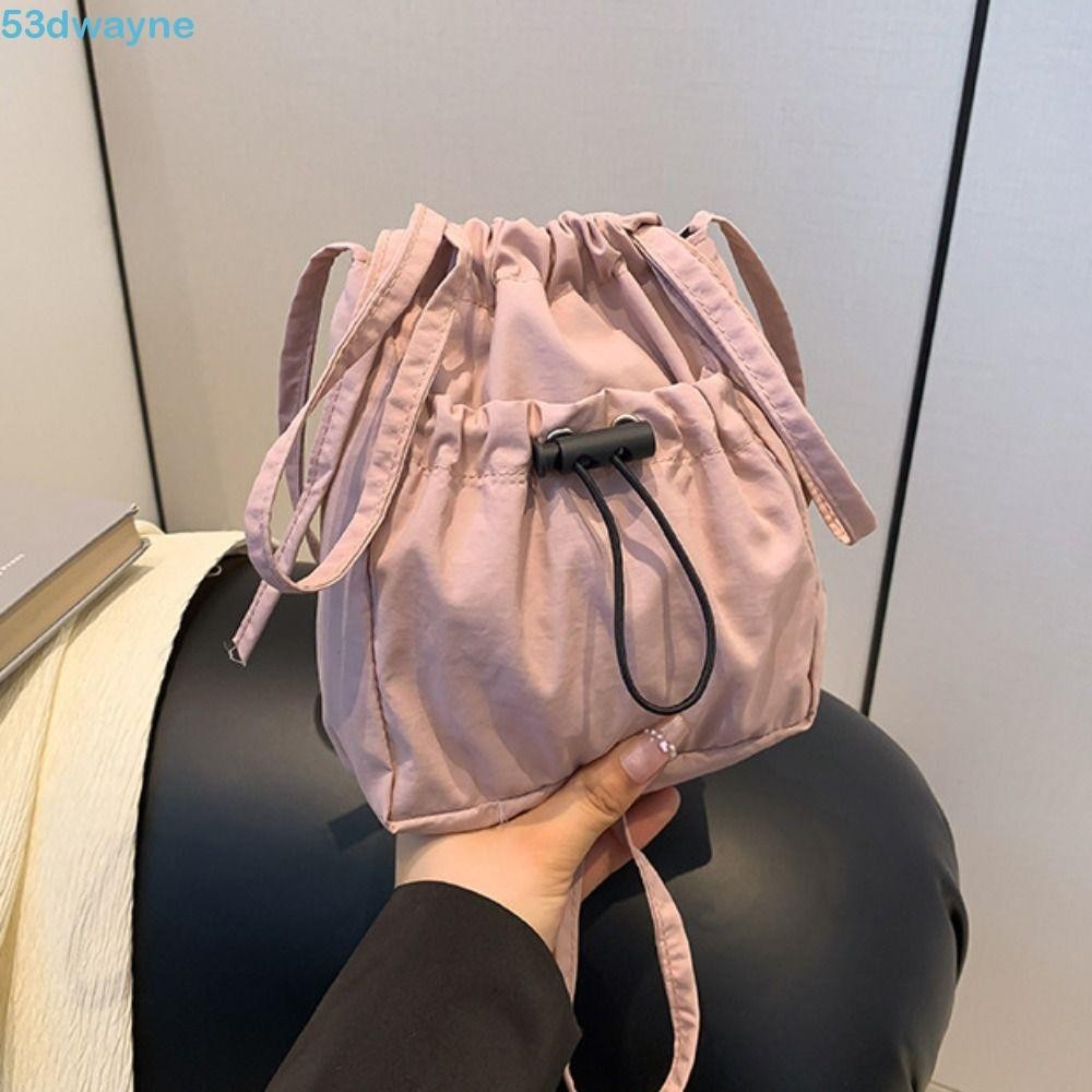 DWAYNE Nylon Shoulder Bag, Purse Korean Style Drawstring Canvas Bag ...