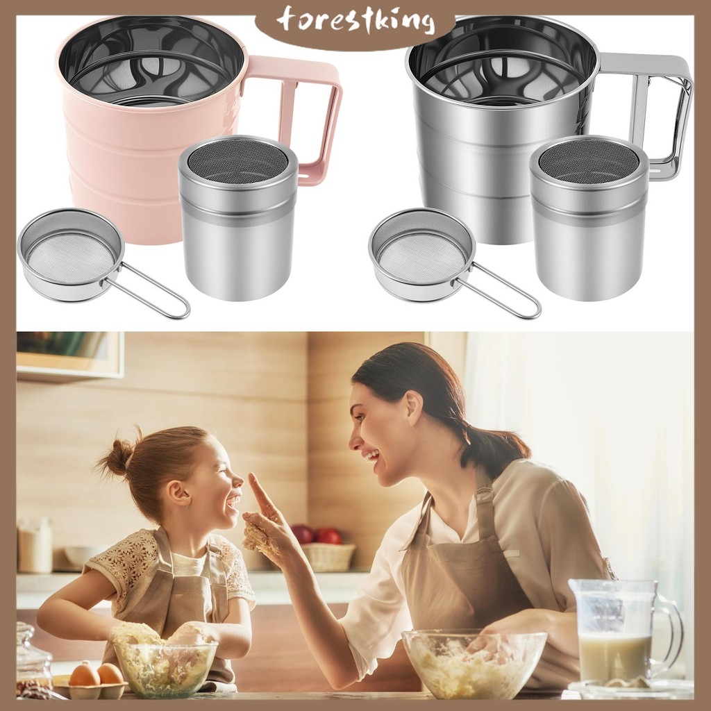 Baking Flour Sifter Solid Hand Crank Flour Sifter Kit Easy to Use Flour ...