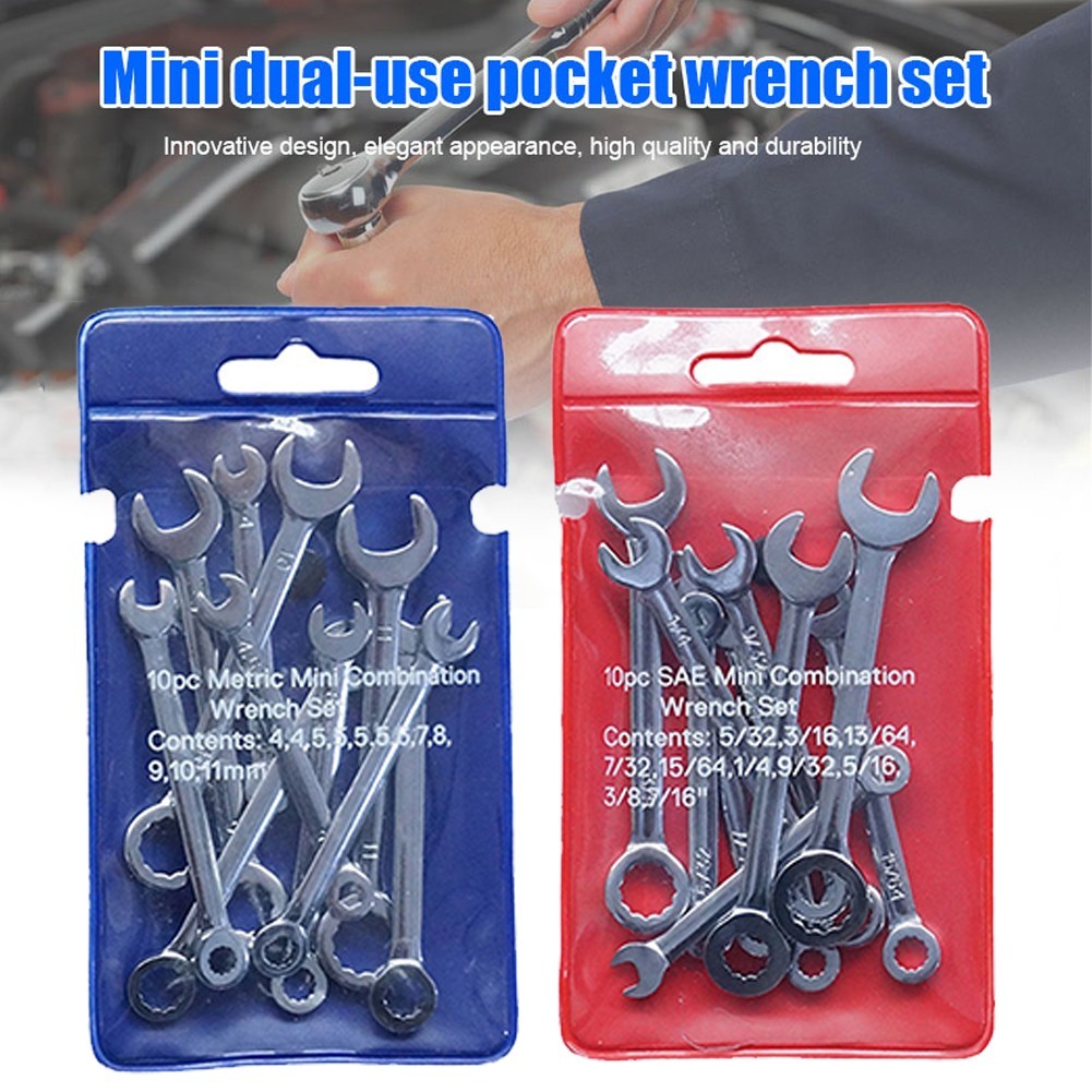 (BABYCITY-MY) 10pcs Combination Spanner Set Small Wrench Metric / SAE ...