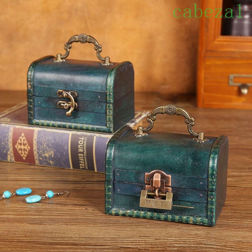 CABEZA Wooden Antique Storage Box, Suitcase Portable Vintage Jewelry ...
