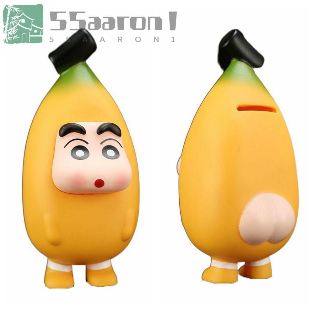 AARON1 Crayon Shin Chan Money Boxes, Figure Model Banana Fruit Crayon ...