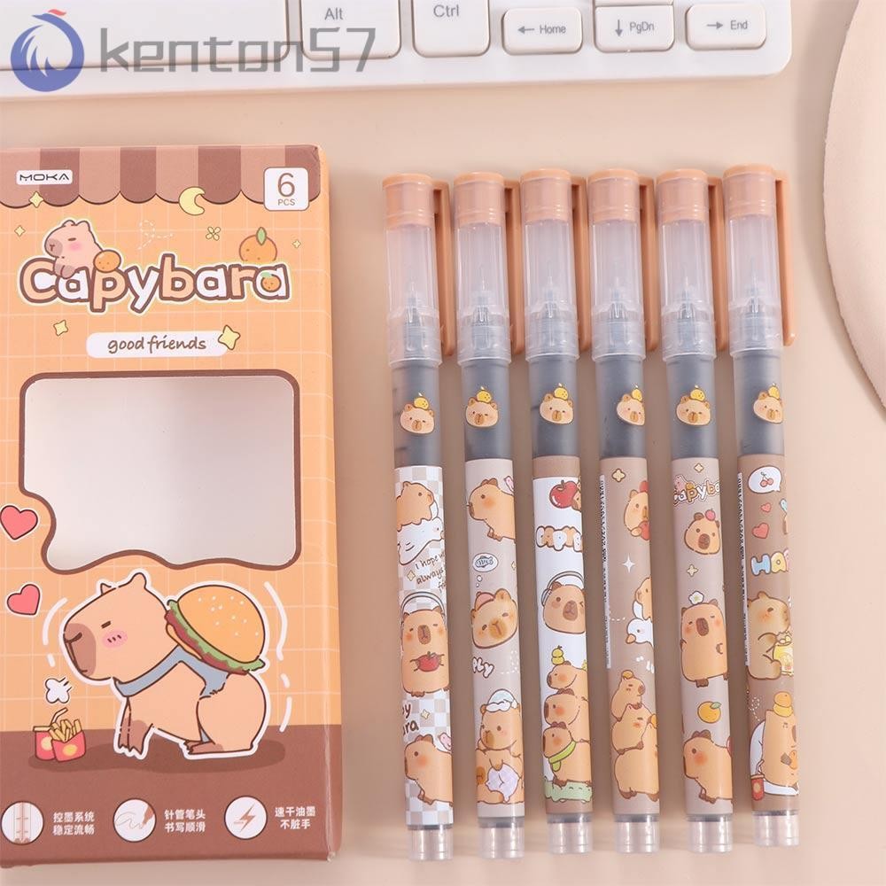 KENTON 6PCS Capybara Gel Pen, Aesthetic Boxed Straight Liquid Ballpoint ...