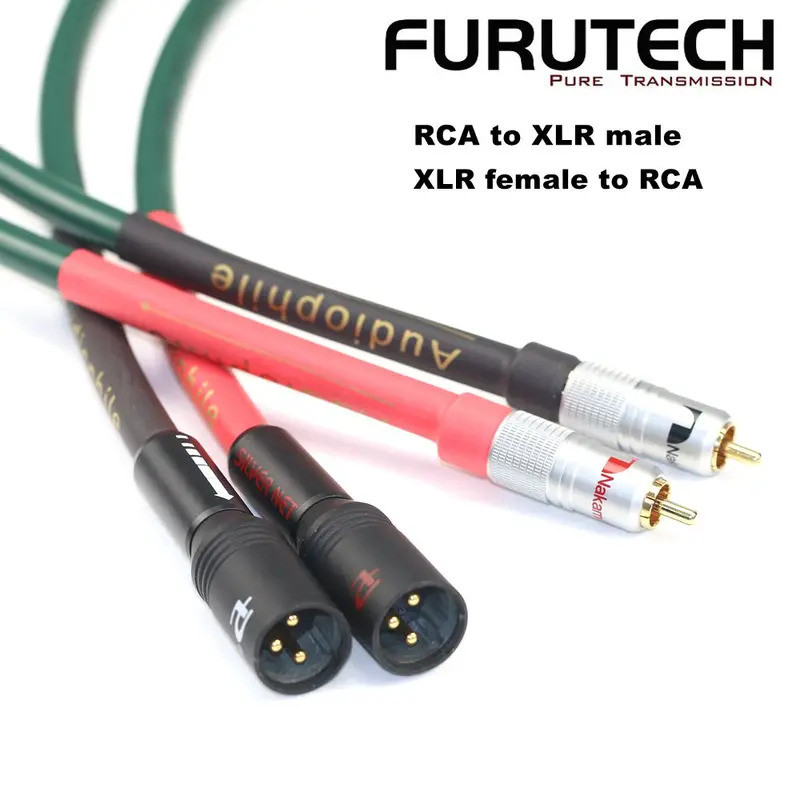 Pair of Furutech FA-220 OCC XLR Connector Balance Cable Gold Plated RCA ...