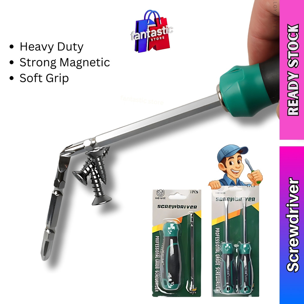 【𝗦𝗵𝗼𝗽𝗲𝗲 𝗖𝗵𝗼𝗶𝗰𝗲】 Pemutar Skru 2in1 Short Screw Driver Slotted Mini ...
