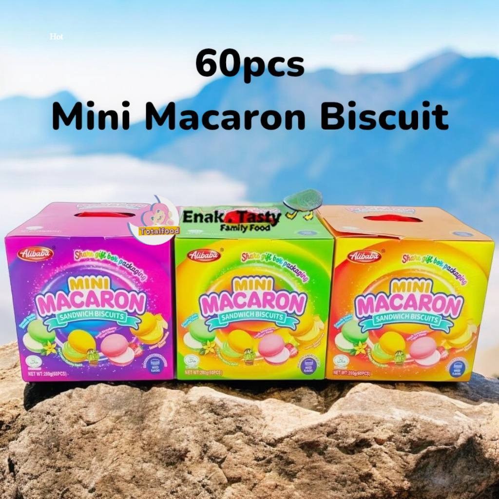 60pcs Ali Mini Macaron Sandwich Biscuits Vanilla Mousse / Matcha ...