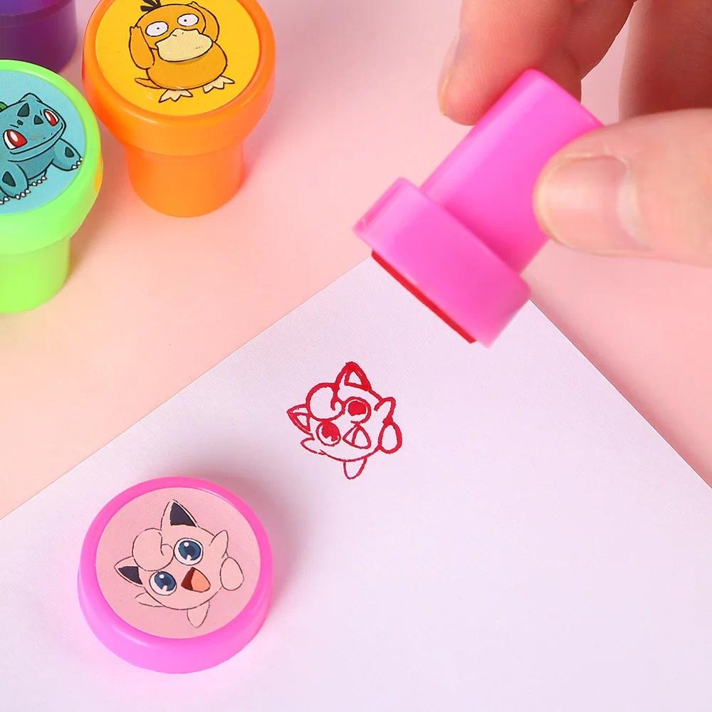 Anime Pokemon Peripheral Pikachu Stamp Creative Children'S Stamp Mini ...