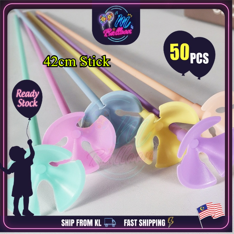 [50 Sets] 42cm Foil Latex Bobo Balloon Hug Plastic Stick Rod Stand ...