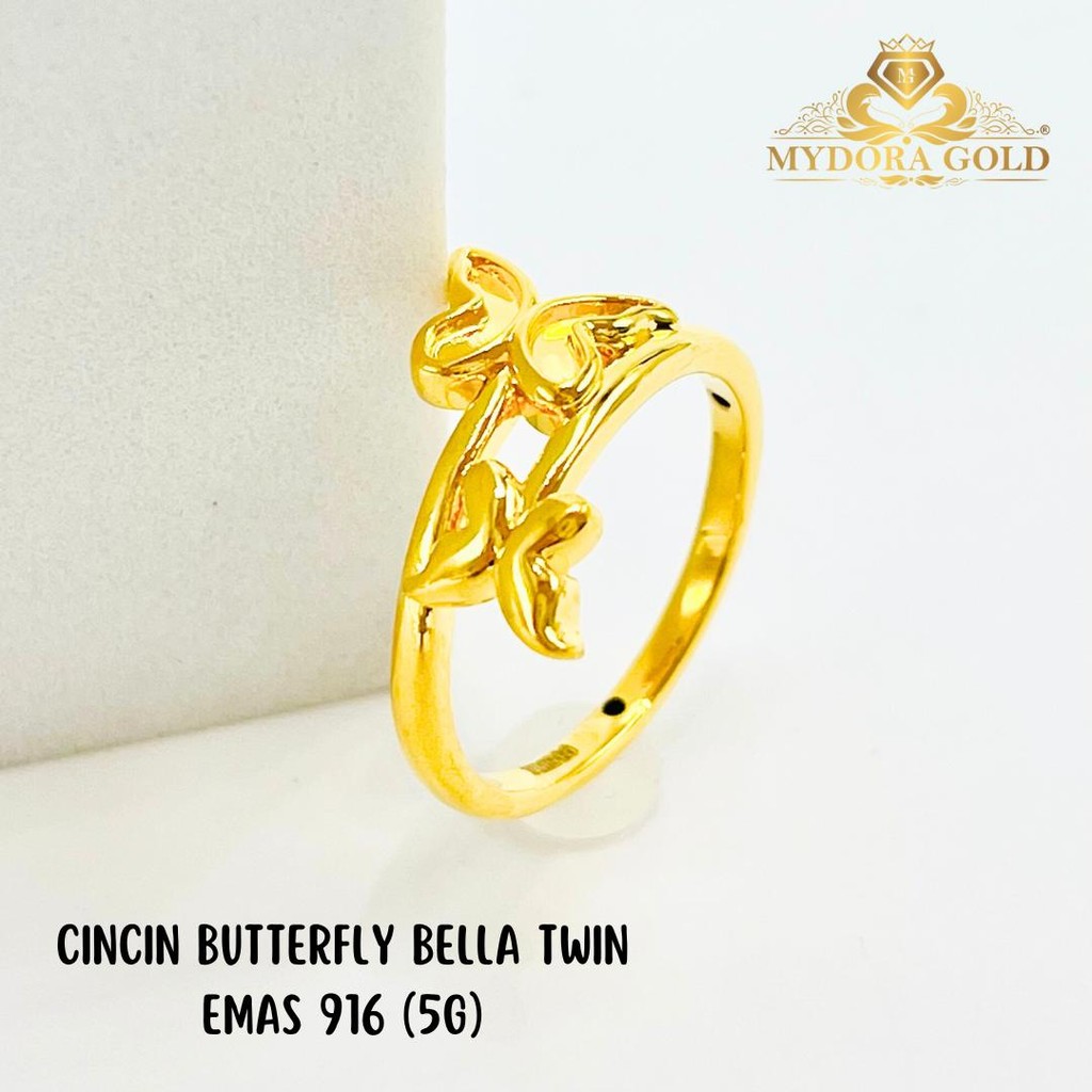 MYDORA Cincin Butterfly Bella Twin (5G) l EMAS 916/22K | Shopee Malaysia