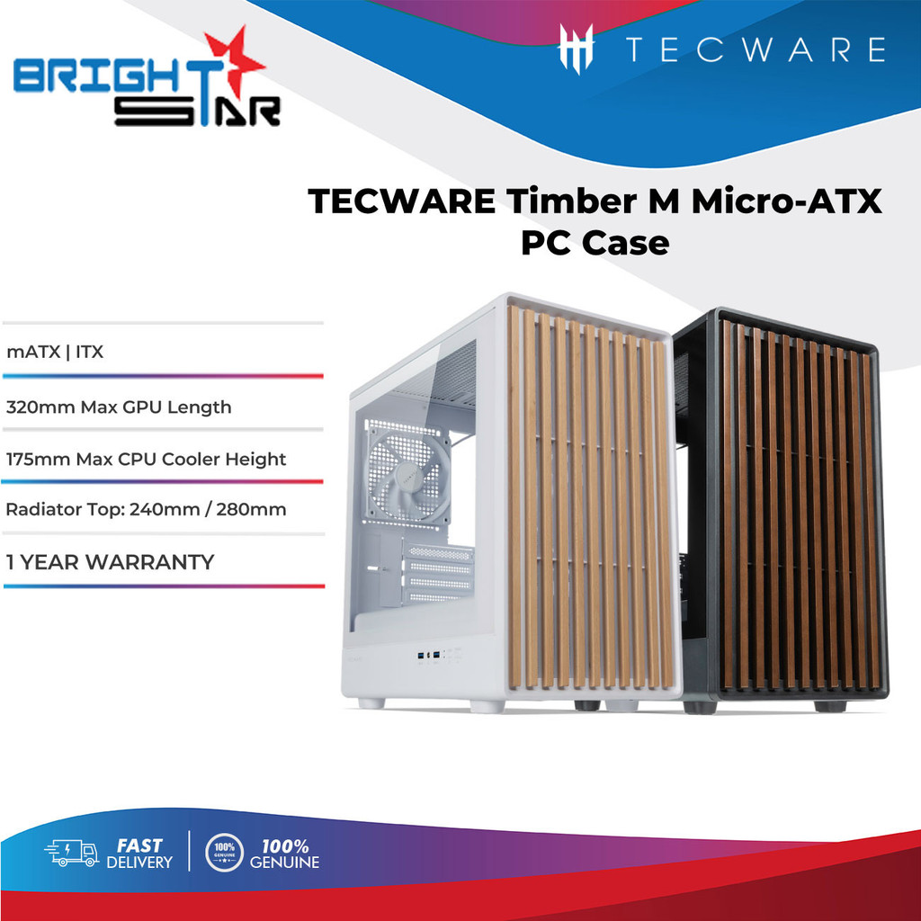 TECWARE Timber M Micro-ATX PC Case - Black/White | Shopee Malaysia