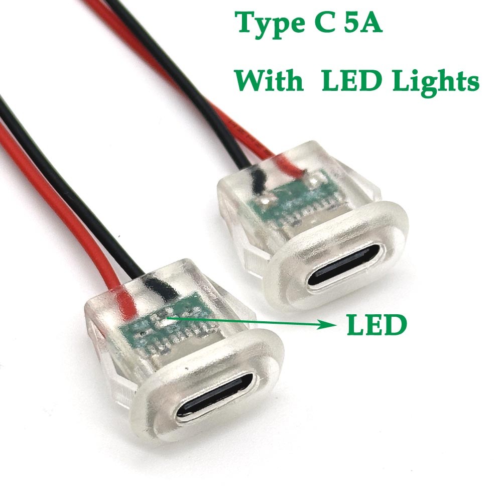 2pin USB Type C 5A Input type Charging Socket With LED lights Plate ...