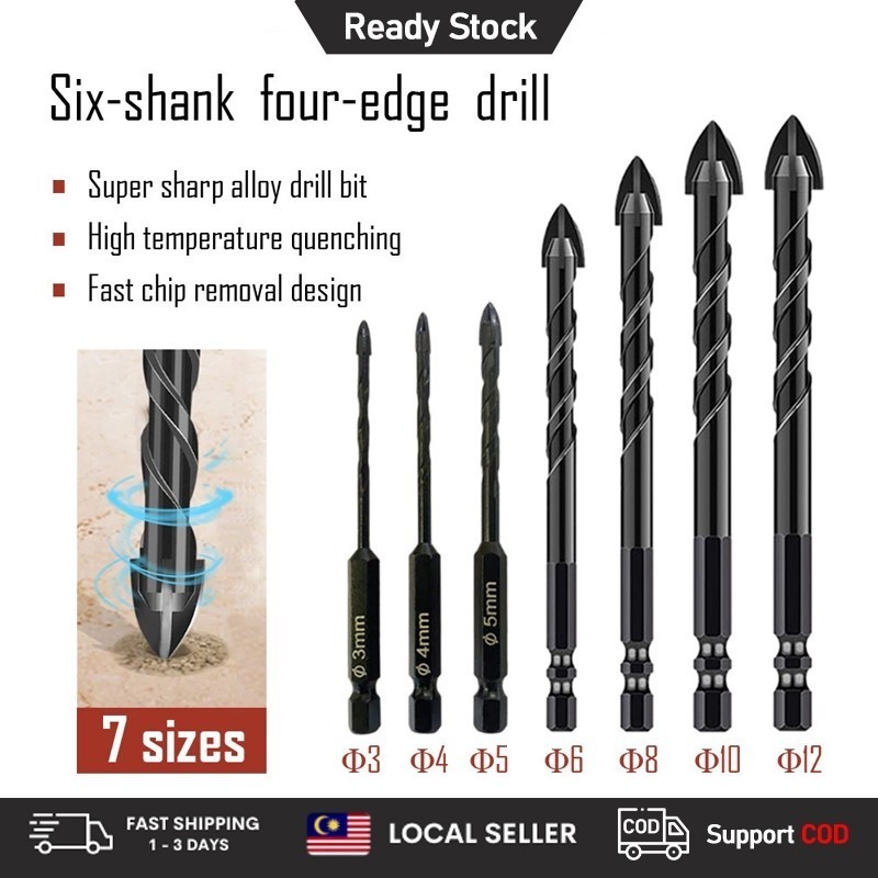 Four-Edge Thread Cross Hex Drill Bit Set Tungsten Carbide Drill for ...