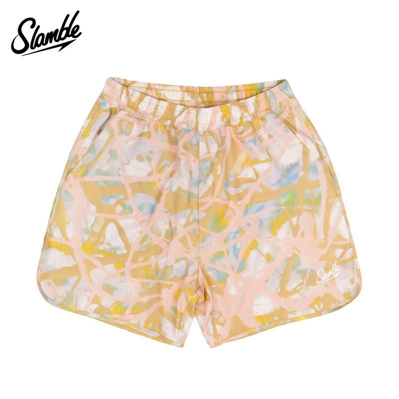 SLAMBLE运动短裤 沙滩泼墨满印宽松休闲五分裤子 Sports Shorts Beach Splash Ink Full Print ...