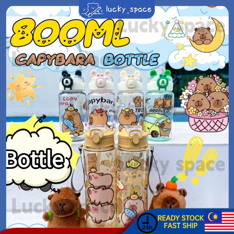 800ml Botol Air Capybara Kuromi Cinnamoroll Water Bottle Kids Straw Bpa ...
