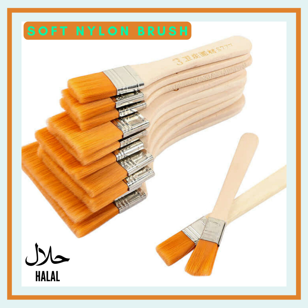 (HALAL) Soft Nylon Brush Paint Berus Cat Kayu Nylon Wood Painting Brush ...