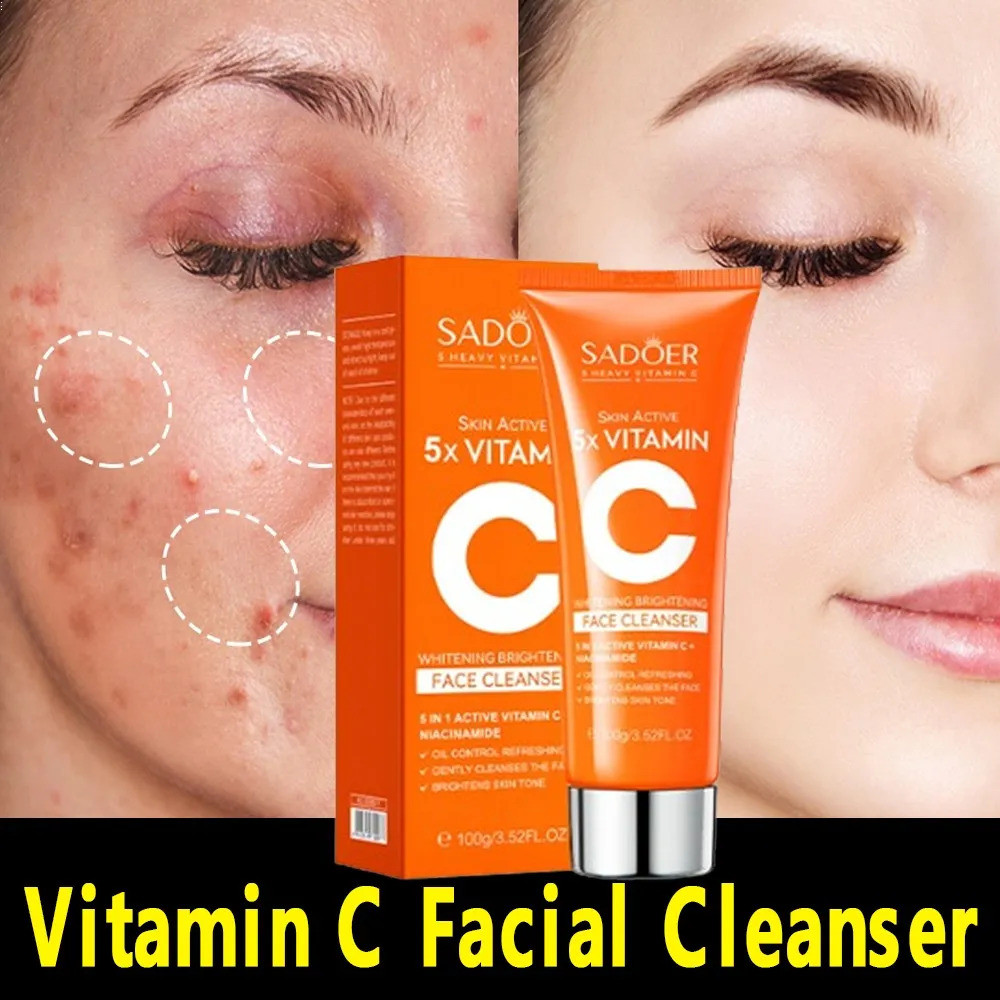 Vitamin C Whitening Facial Cleanser Anti-acne Face Wash Oil Control ...
