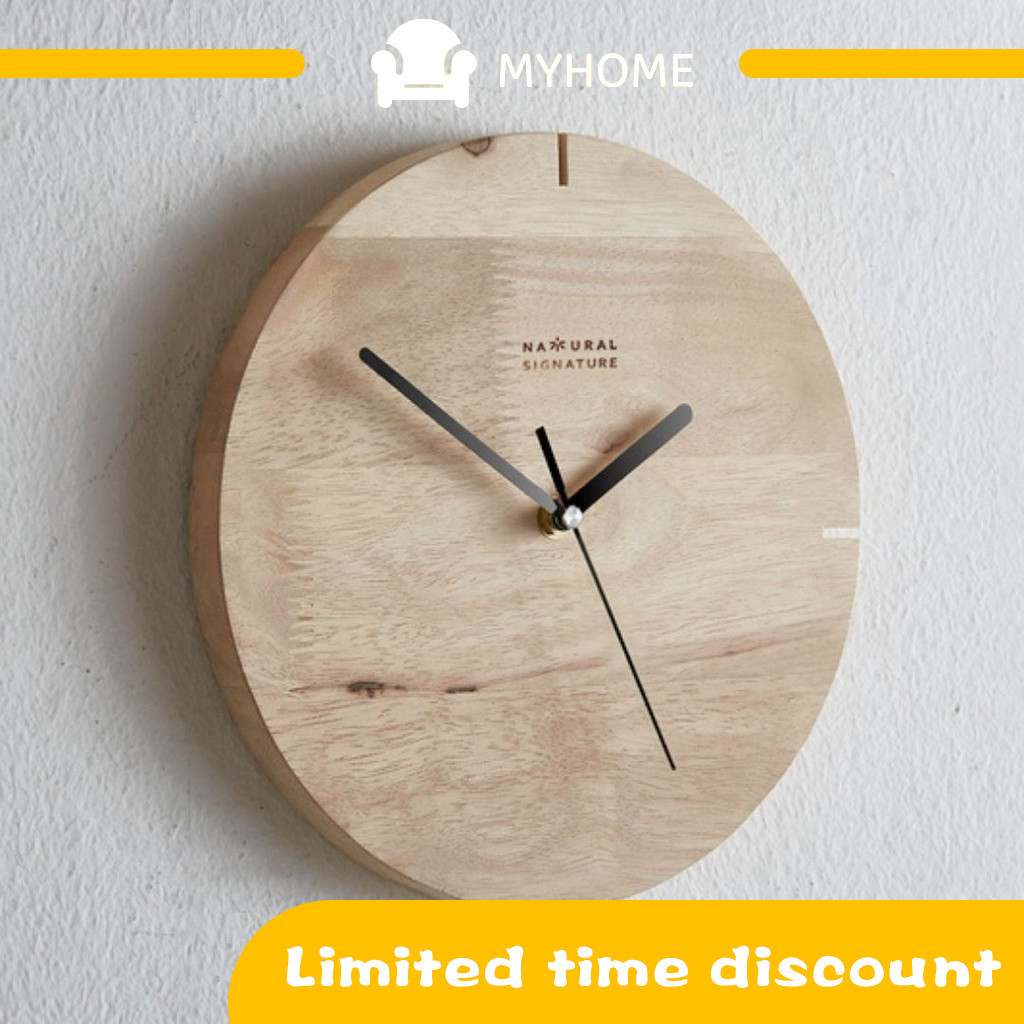 Natural Signature 0121 Round Clock/Rubber wood/DIY wooden clock/时钟/实木钟 ...