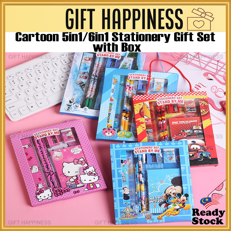 Cartoon 5in1 or 6in1 Stationery Gift Set (With Box) | Birthday Goodies ...