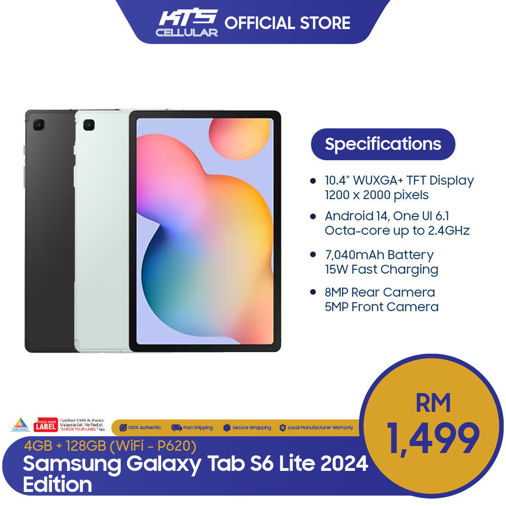 Samsung Galaxy Tab S6 Lite 2024 Edition (Wifi-P620/LTE-P625)(4GB+128GB ...