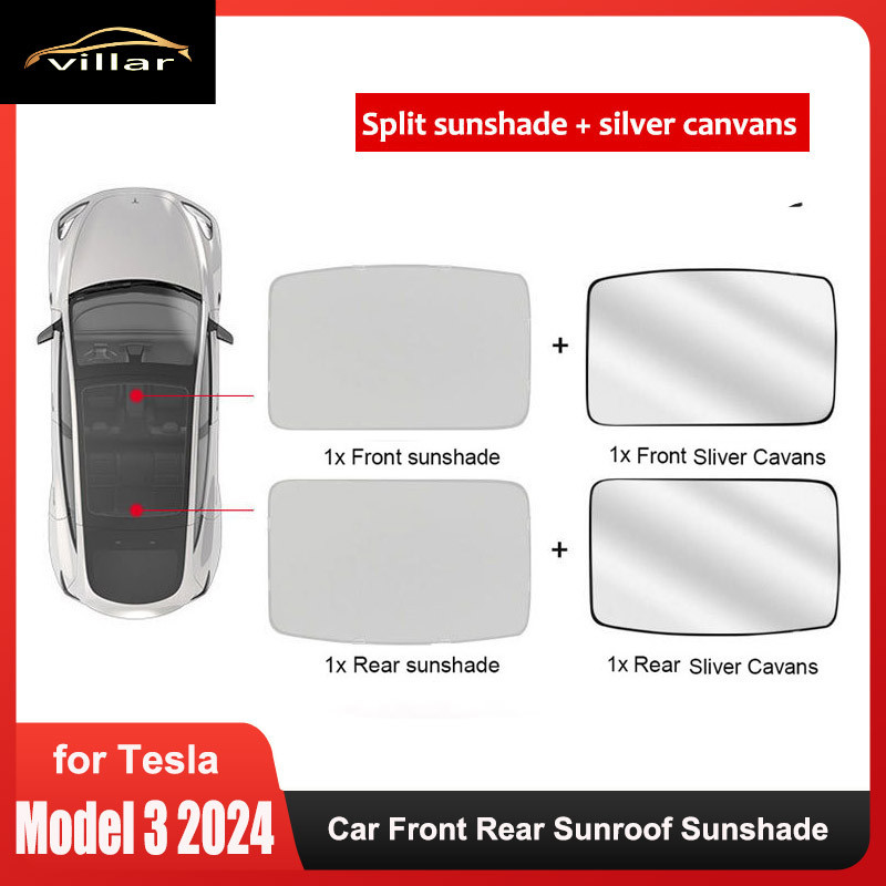 For Tesla Model 3+ Highland 2024 Sunshade Glass Sun Roof Shade Skylight ...