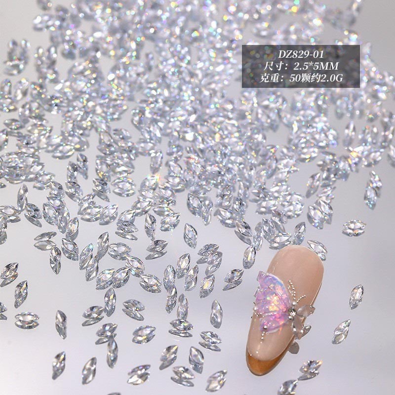 Transparent zircon nail art diamond explosion sparkling white size ...
