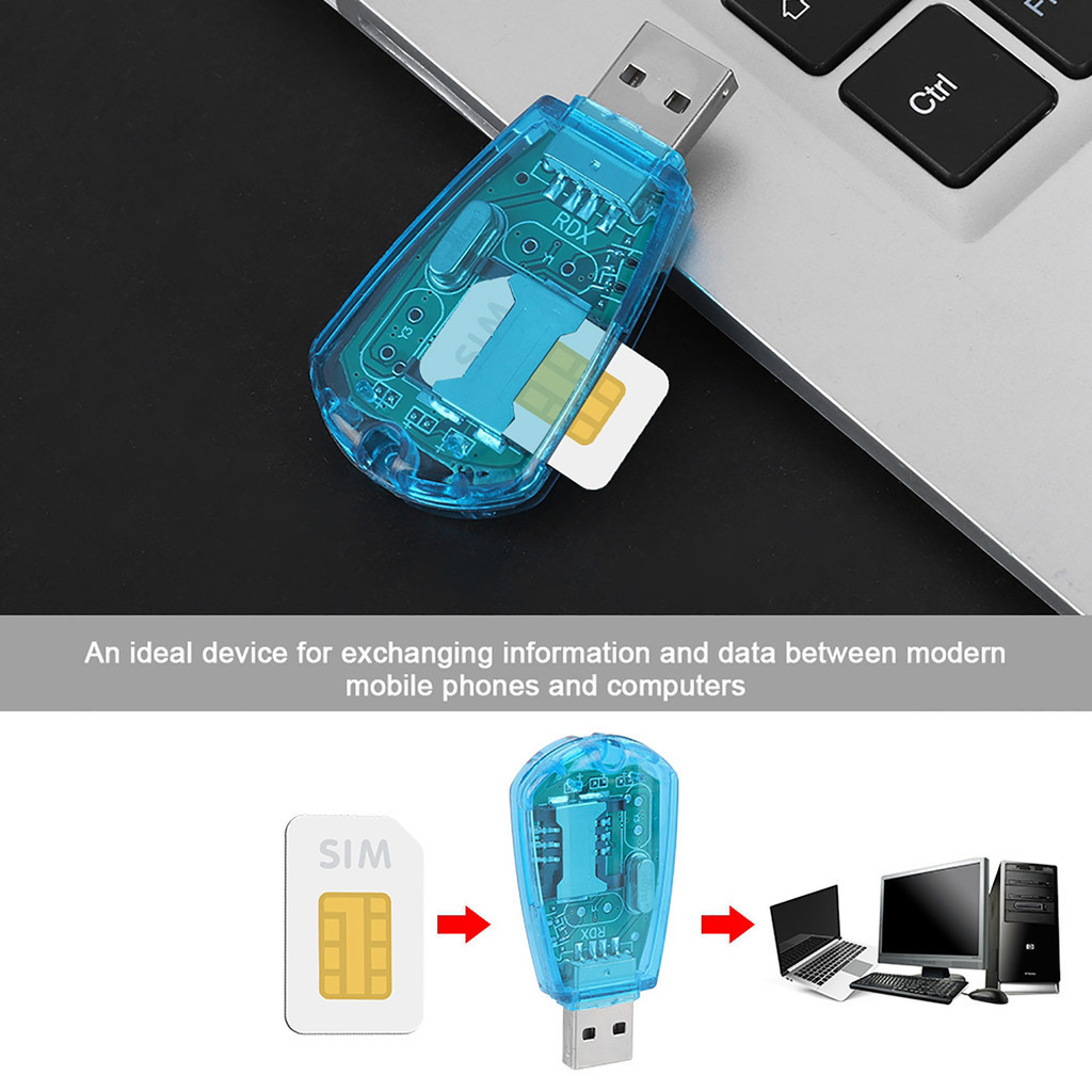 FUN~Mobile Phone SIM Card Reader USB Copy Backup Reader With CD For QQ ...