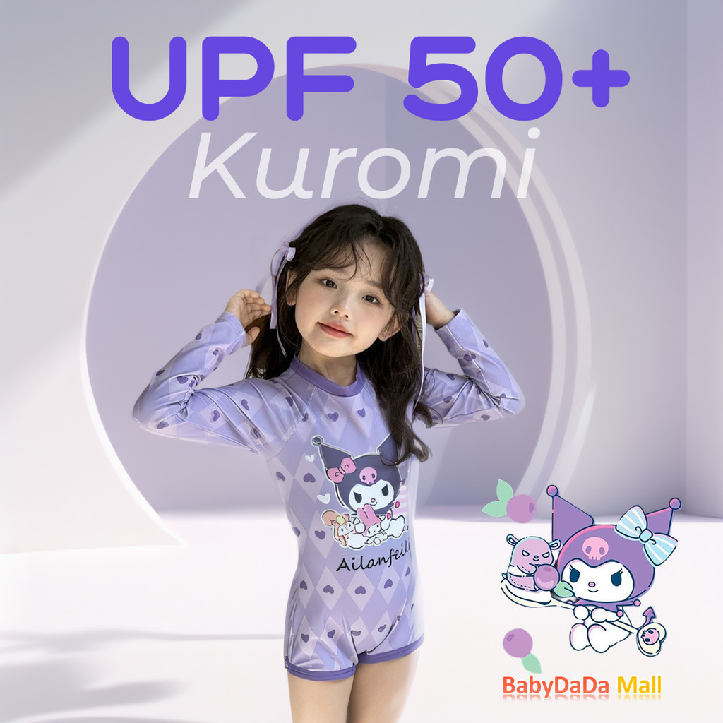 [baju raya] Kuromi swimsuit with sun protection cartoon pattern, Korean style summer fashion 3 ...