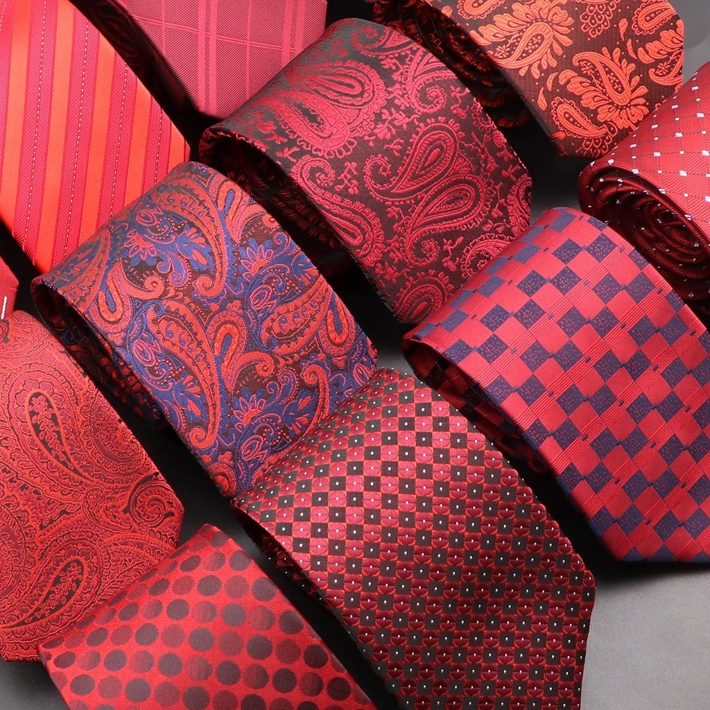 ZONFAZ Red Solid Necktie Fashion Striped Paisley Flower Silk Ties 8cm ...