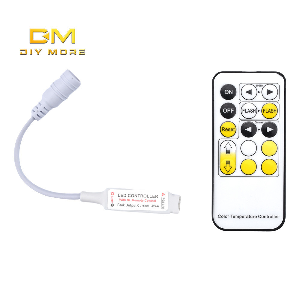 DIYMORE Dc5-24V Mini Rf 15 Keys Dual Colour Temperature Led Dimming Controller Led Strip Light ...