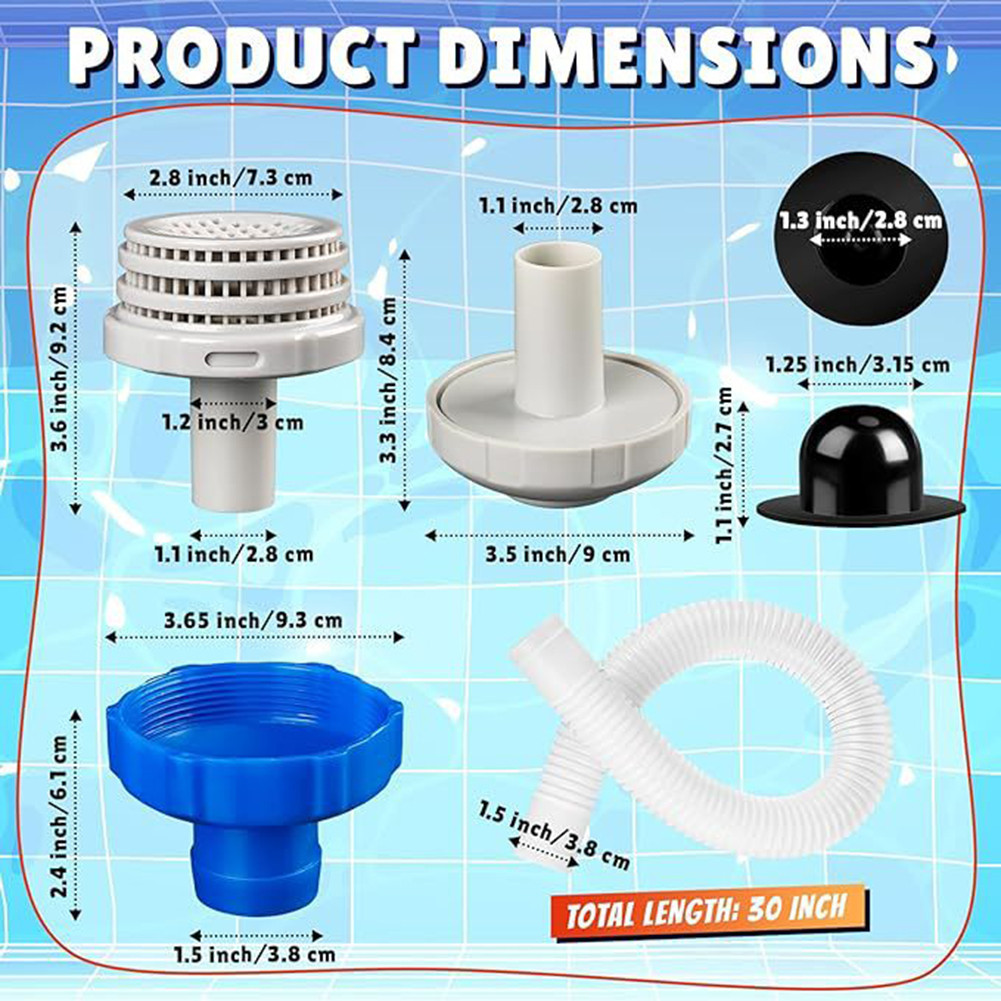 WELV-Above Ground Swimming Pool Water Jet Connector Kit Skimmer Hose ...