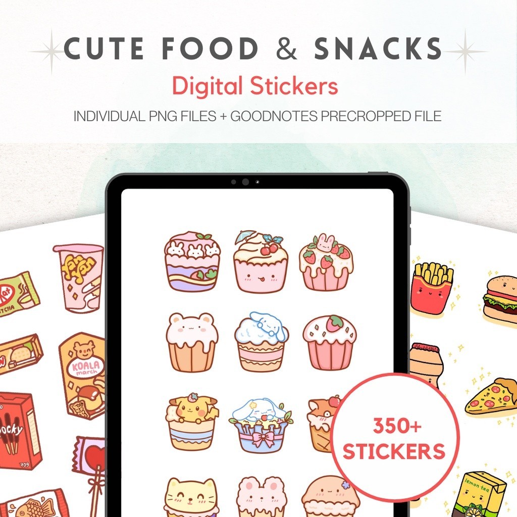 Cute Food & Snacks Stickers Pack | GoodNotes PNG Digital Stickers ...
